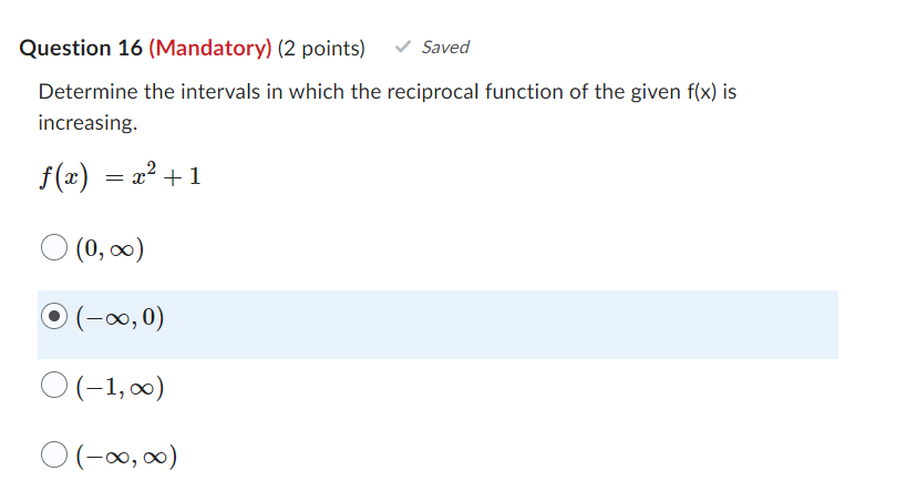 Solved Determine the intervals in which the reciprocal | Chegg.com