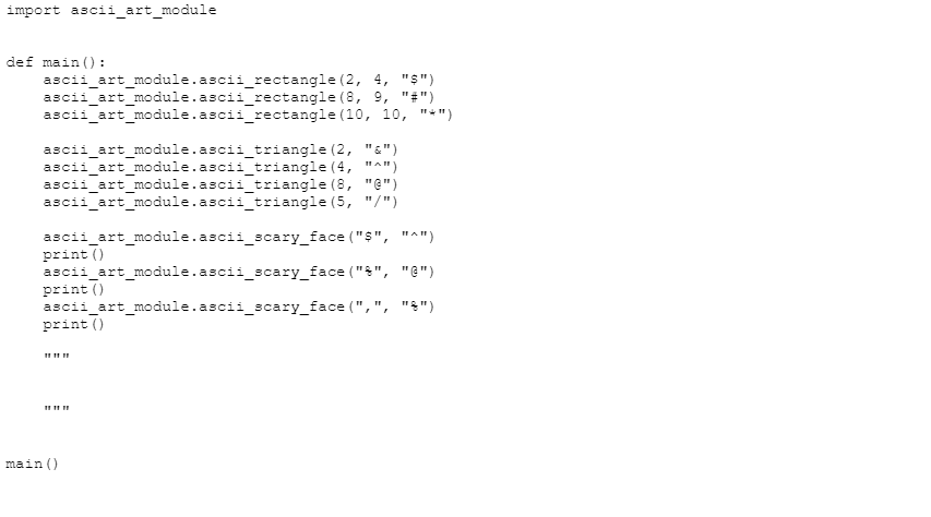 In Python and use either ASCII Fish, DogFace, or Star | Chegg.com