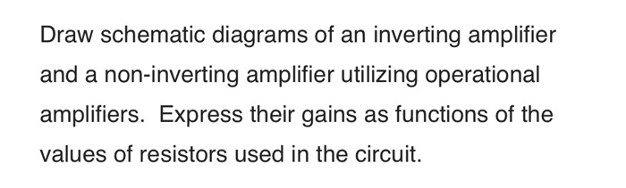 Solved Draw schematic diagrams of an inverting amplifier and | Chegg.com