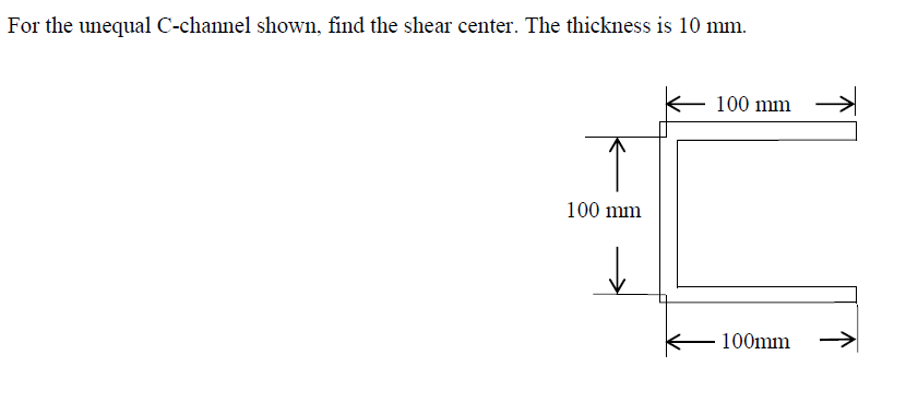 Solved For the unequal C-channel shown, find the shear | Chegg.com