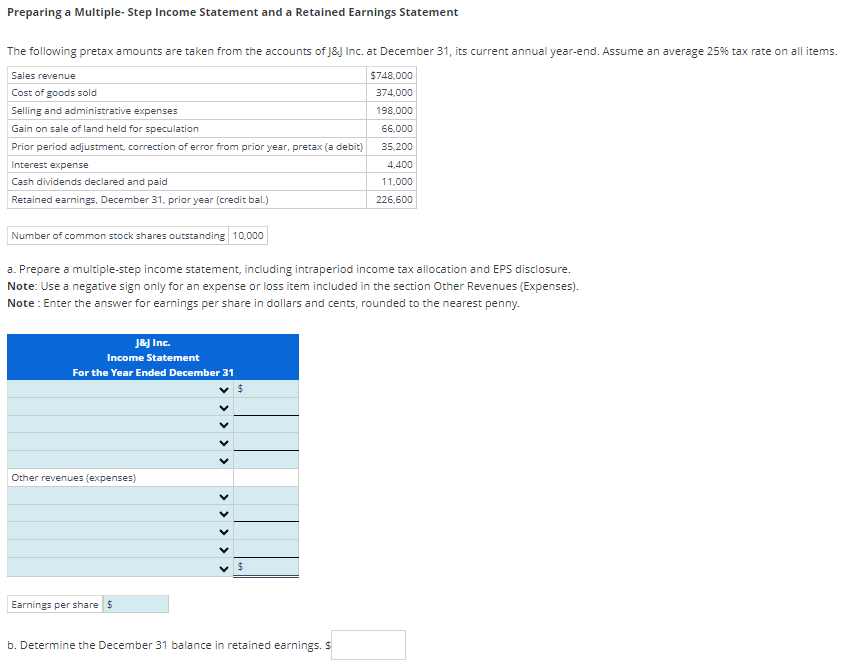 Solved Preparing a Multiple- Step Income Statement and a | Chegg.com
