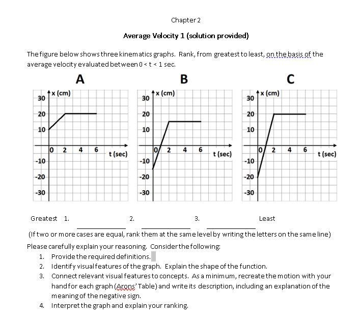 Solved Chapter 2 Average Velocity 1 (solution provided) The | Chegg.com