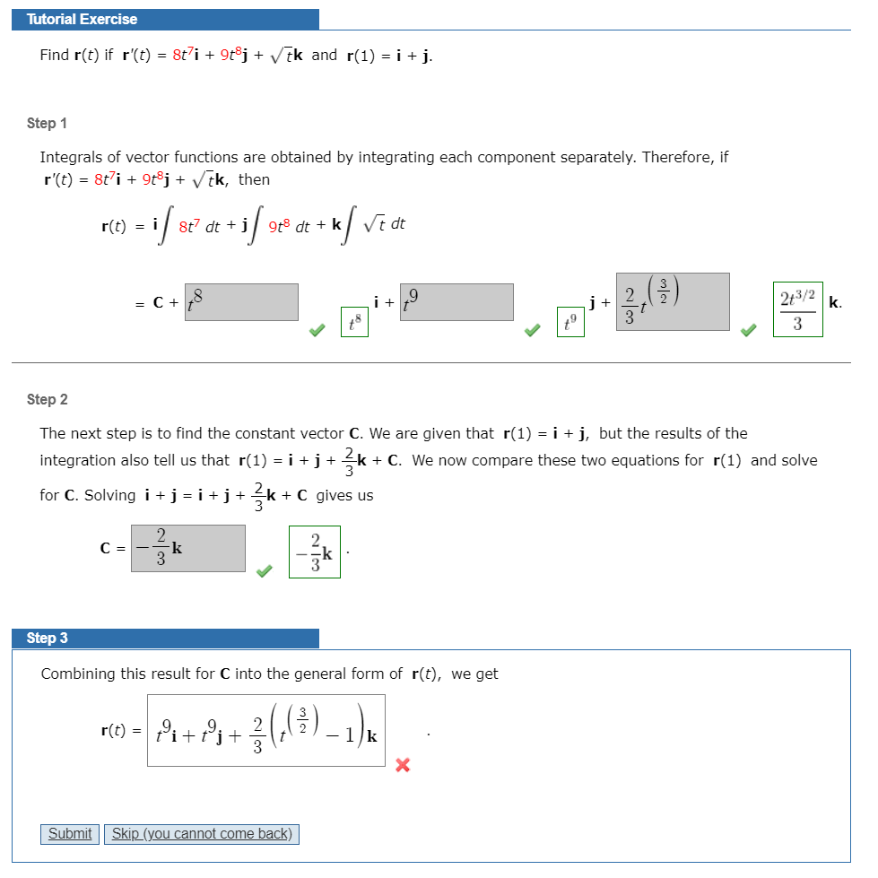 Solved Tutorial Exercise Find r(t) if r'(t) = 8t7i + 9tøj + | Chegg.com