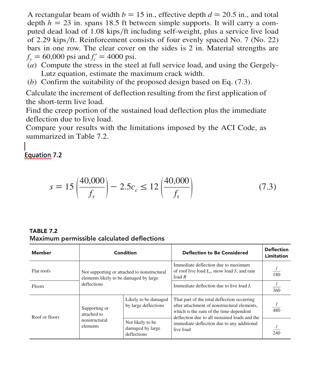 Solved A rectangular beam of width b = 15 in., effective | Chegg.com
