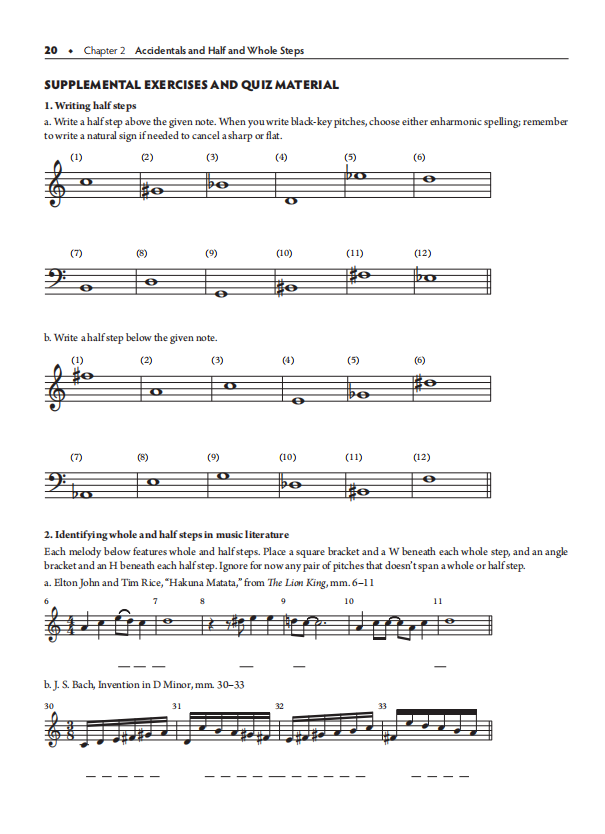 20 . Chapter 2 Accidentals and Half and Whole Steps | Chegg.com