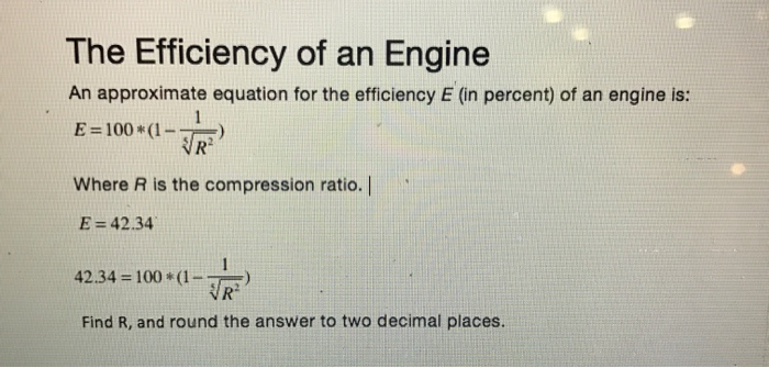 Solved The Efficiency of an Engine An approximate equation | Chegg.com