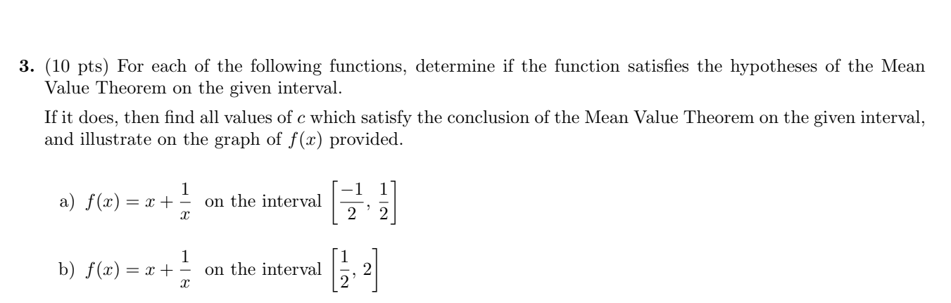 Solved 3. (10 pts) For each of the following functions, | Chegg.com