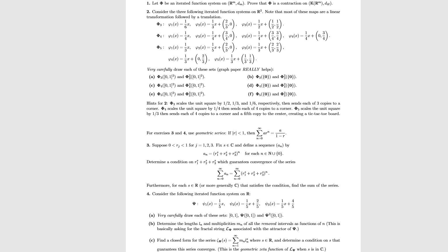 Solved 1. Let be an iterated function system on (Rm, dm). | Chegg.com