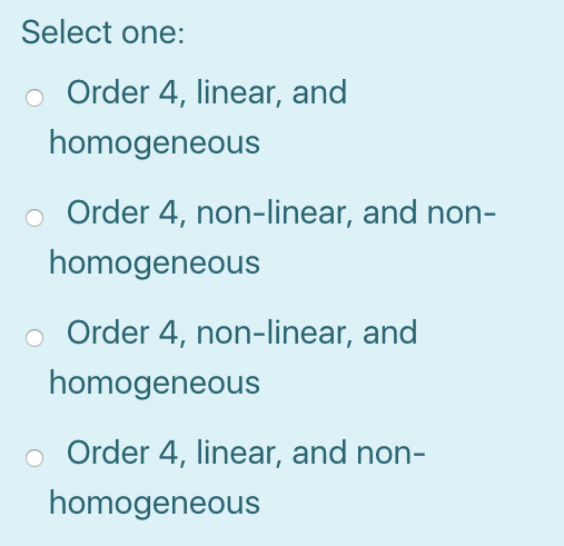 Solved For the DEO + et d2 + = 0, select its correct | Chegg.com
