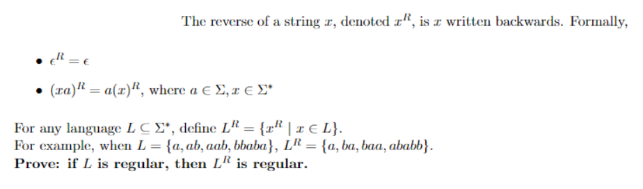 Solved The reverse of a string z, denoted z", is a written | Chegg.com