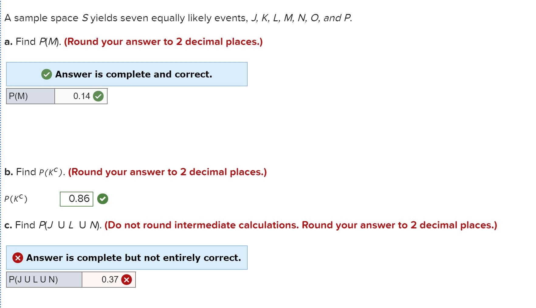 Solved A sample space Syields seven equally likely events, | Chegg.com