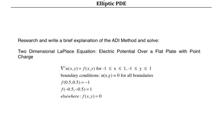 Solved Elliptic Pde Research And Write A Brief Explanation