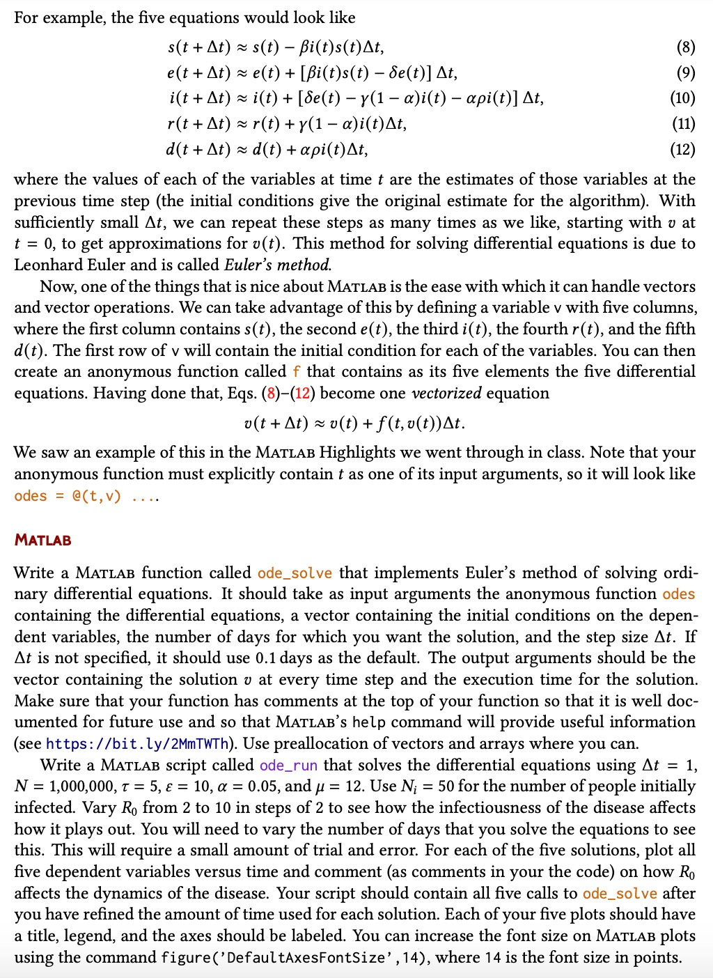 All of these are functions of time. Let S(t), I(t), | Chegg.com