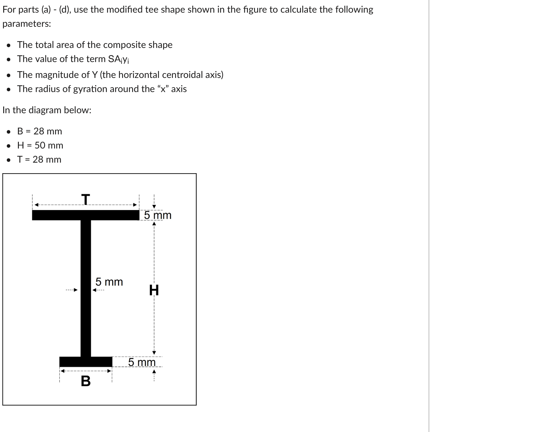 Solved For parts (a) - (d), use the modified tee shape shown | Chegg.com