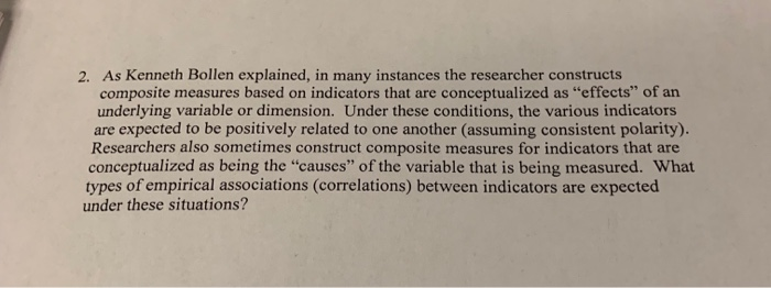 2. As Kenneth Bollen explained, in many instances the | Chegg.com