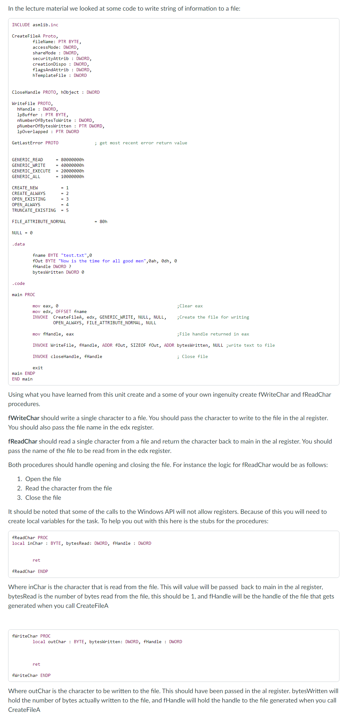Solved DO NOT use DB, DW, DD, DQ, and DT INCLUDE asmlib.inc | Chegg.com