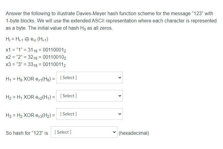 Solved Answer the following to illustrate Davies-Meyer hash | Chegg.com