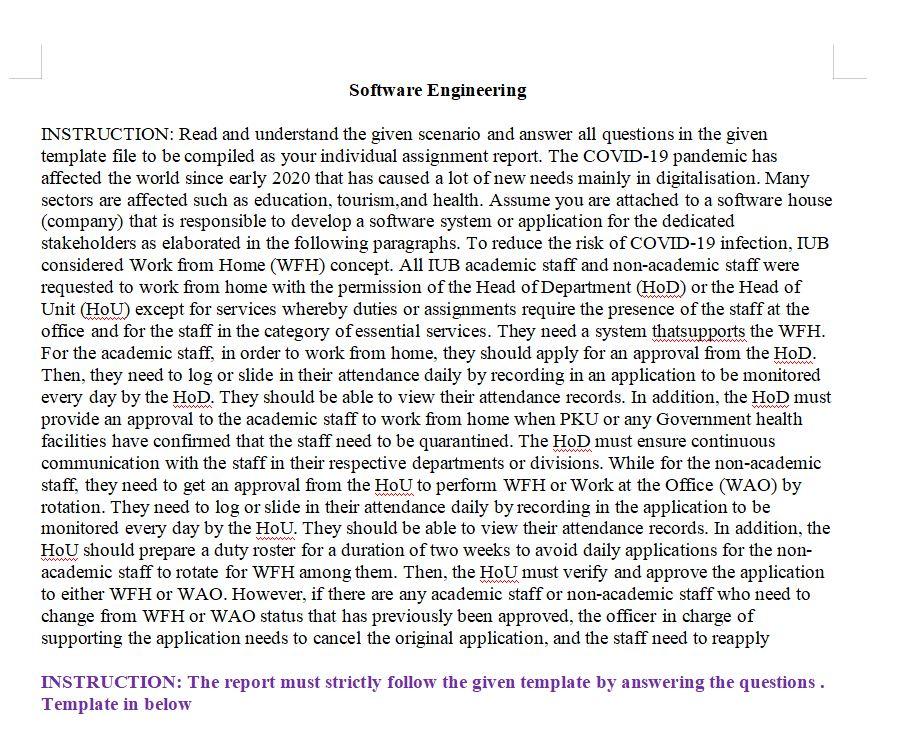 Software Engineering INSTRUCTION: Read and understand | Chegg.com