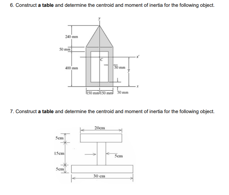 Solved 6. Construct a table and determine the centroid and | Chegg.com