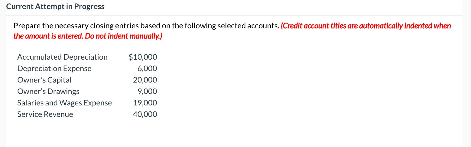 Solved Current Attempt in Progress Prepare the necessary | Chegg.com