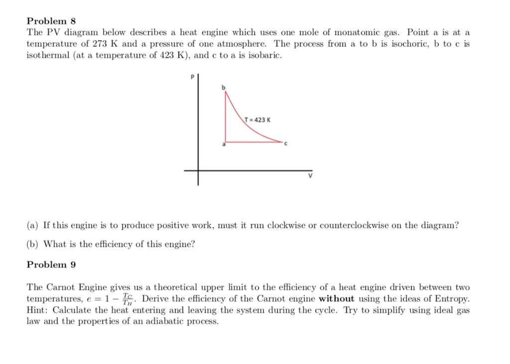 Solved Problem 8 The PV diagram below describes a heat | Chegg.com