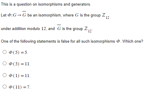 Solved This is a question on isomorphisms and generators. | Chegg.com