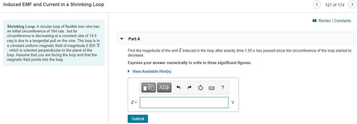 Solved Induced EMF and Current in a Shrinking Loop 127 of | Chegg.com