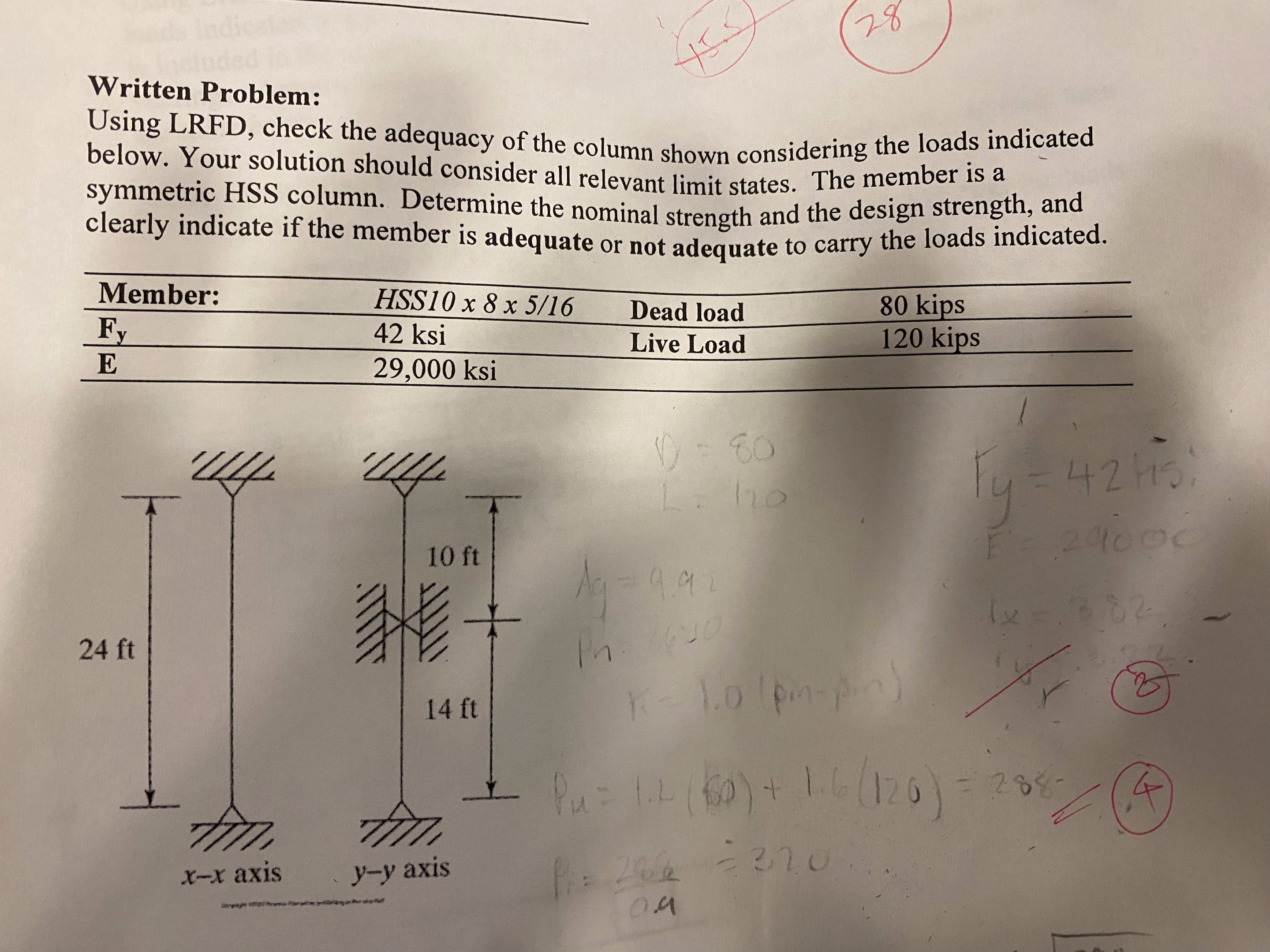 Solved Written Problem: Using LRFD, check the adequacy of | Chegg.com