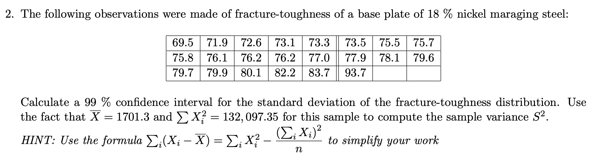 Solved Calculate a 99% confidence interval for the standard | Chegg.com