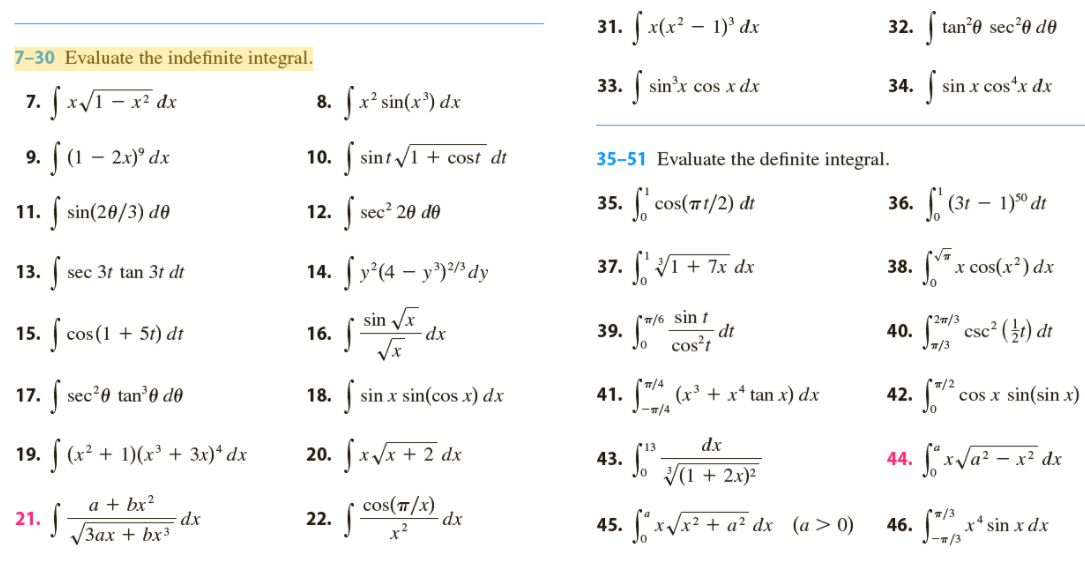 Solved 7-30 Evaluate the indefinite integral. 31.