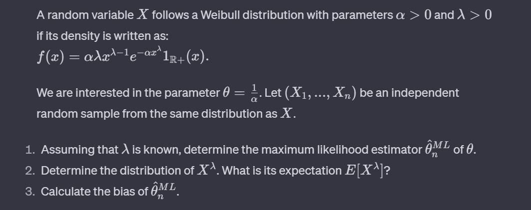 A random variable x ﻿follows a Weibull distribution | Chegg.com