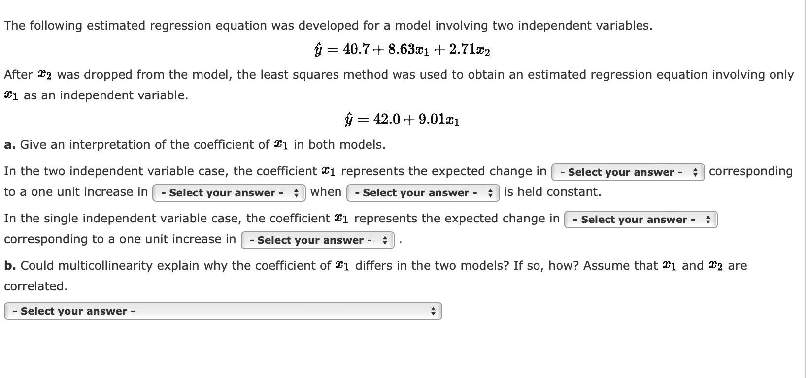Solved The Following Estimated Regression Equation Was