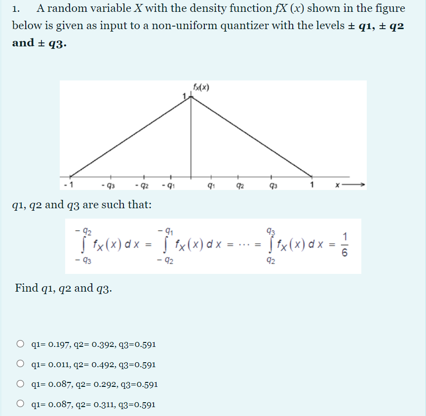 Solved 1. A random variable X with the density function fX | Chegg.com