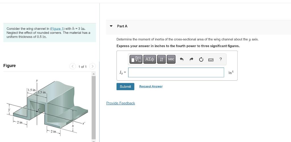 Solved Consider the wing channel in (Elgure 1) with h=3 in. | Chegg.com