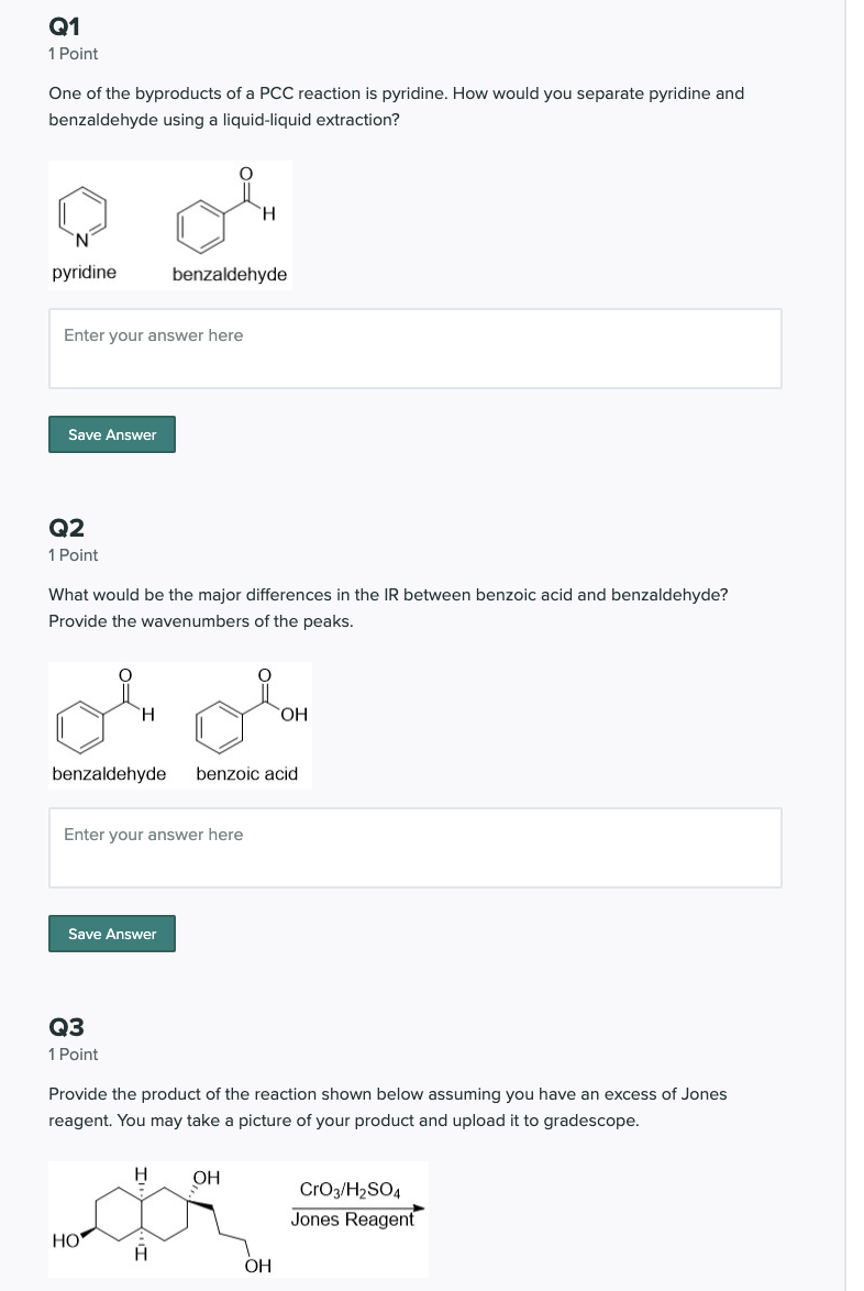 Solved Q1 1 Point One of the byproducts of a PCC reaction is | Chegg.com