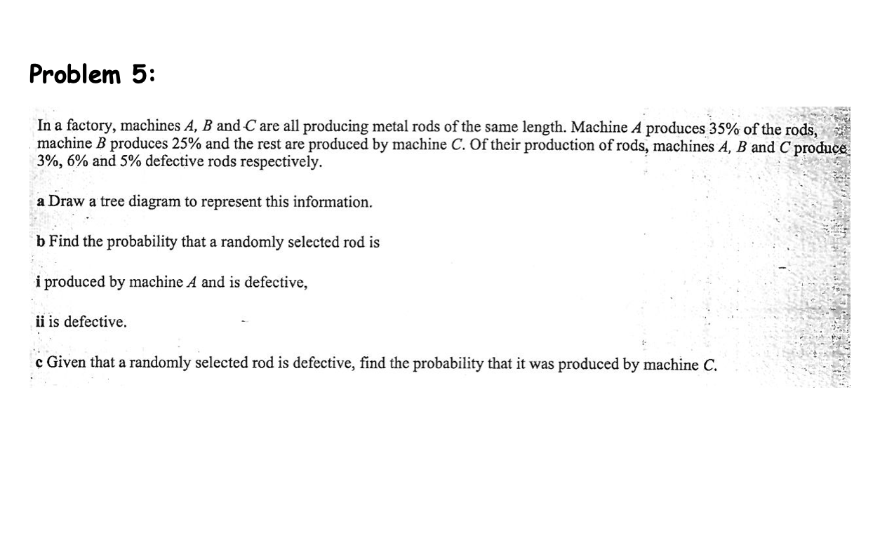 Solved Problem 5: In a factory, machines A, B and C are all | Chegg.com