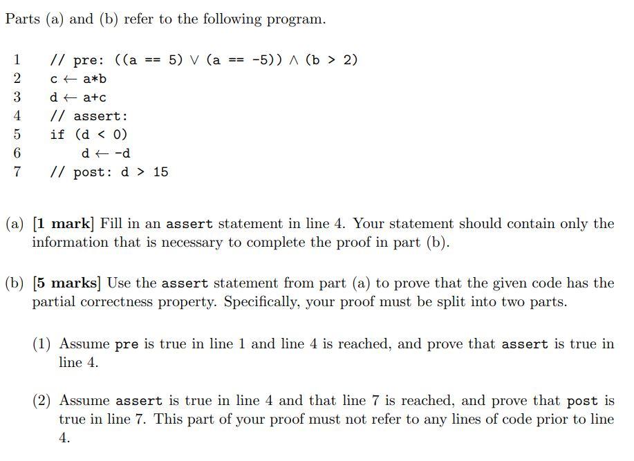 Solved Parts (a) and (b) refer to the following program. | Chegg.com