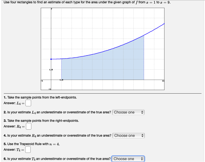 Solved Use four rectangles to find an estimate of each type | Chegg.com