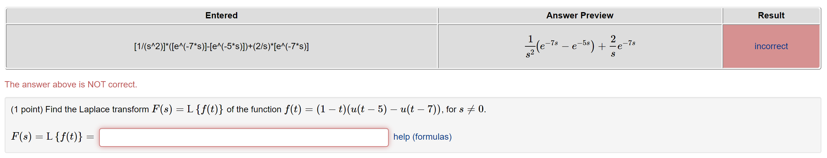 Solved Entered Answer Preview Result | Chegg.com