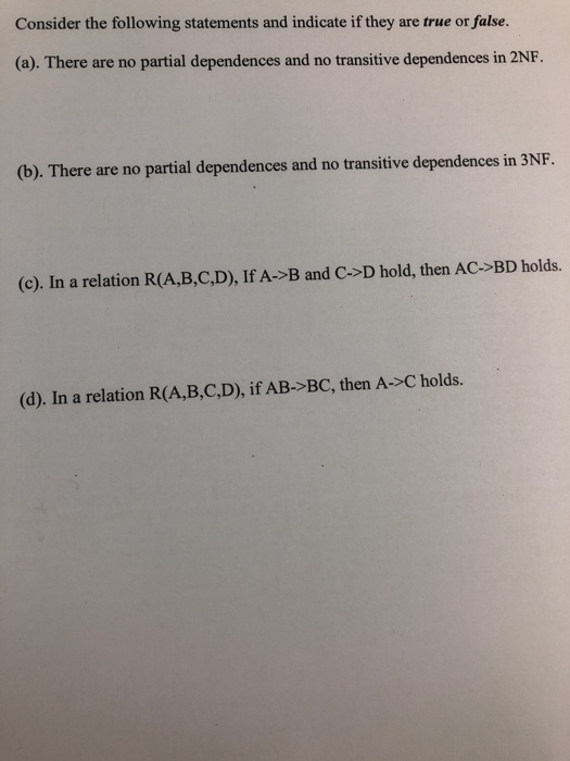 Solved Consider the following statements and indicate if | Chegg.com