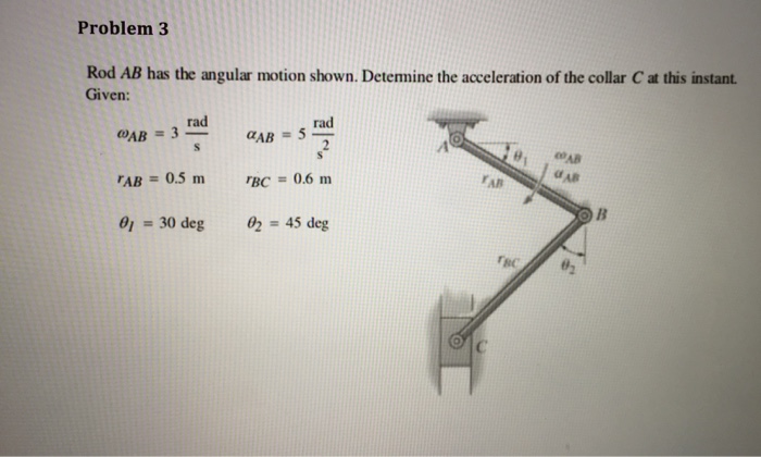 Solved Rod AB has the angular motion shown. Determine the | Chegg.com