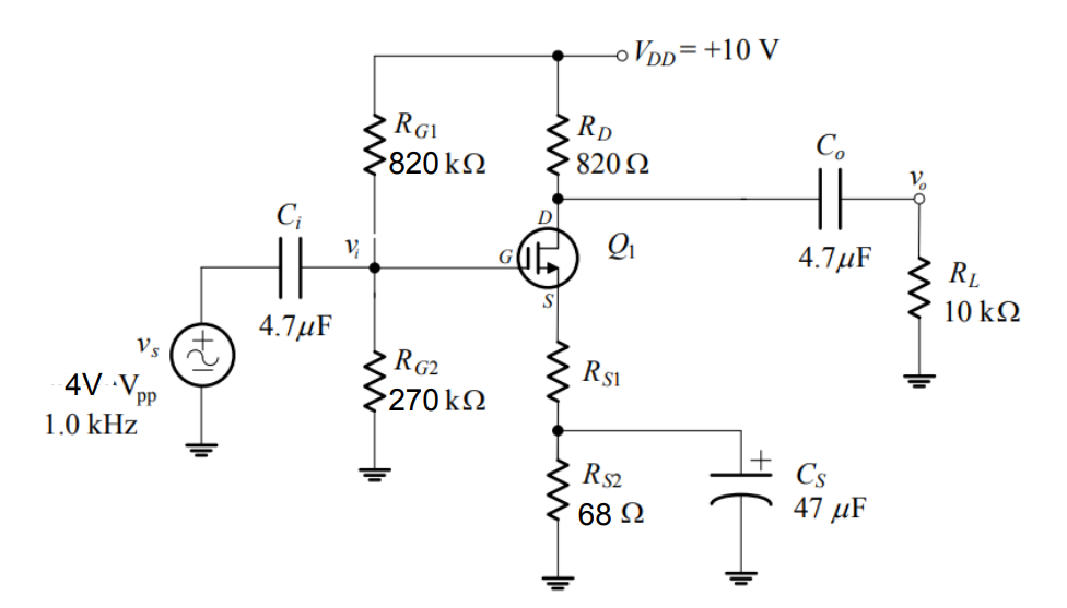 Solved drawing electrical circuit MOSFET COMMON - SOURCE | Chegg.com