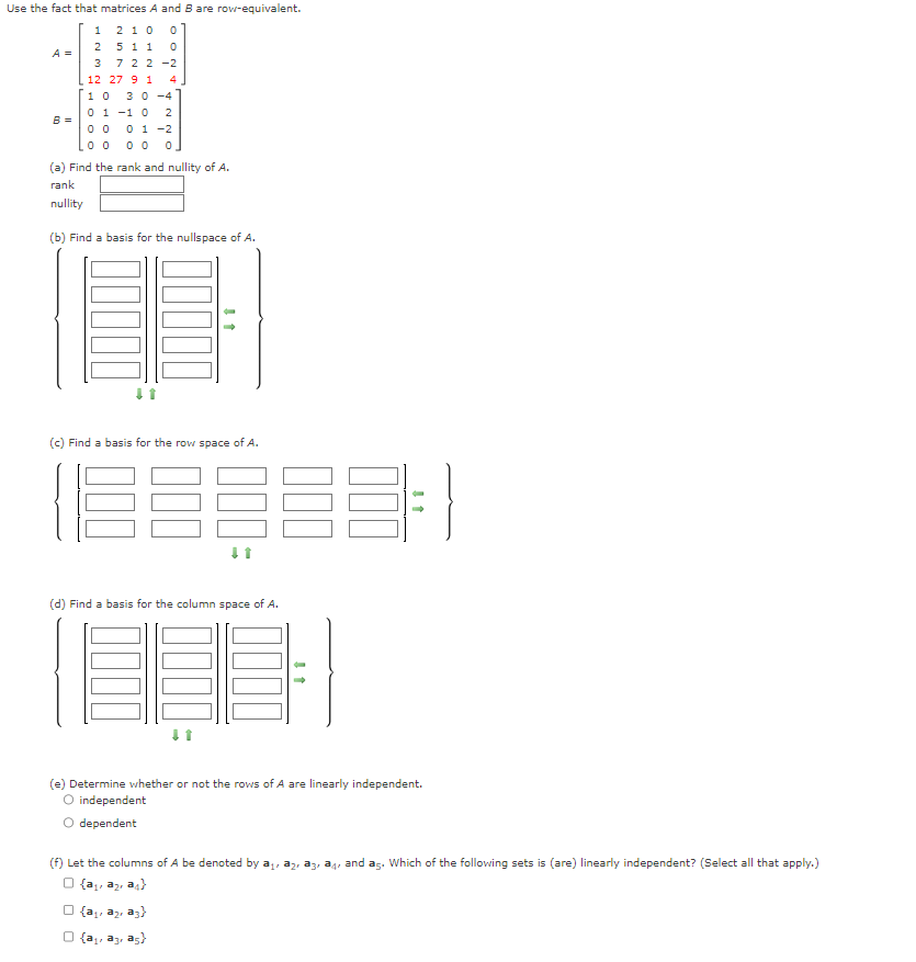 Solved Use the fact that matrices A and B are row | Chegg.com