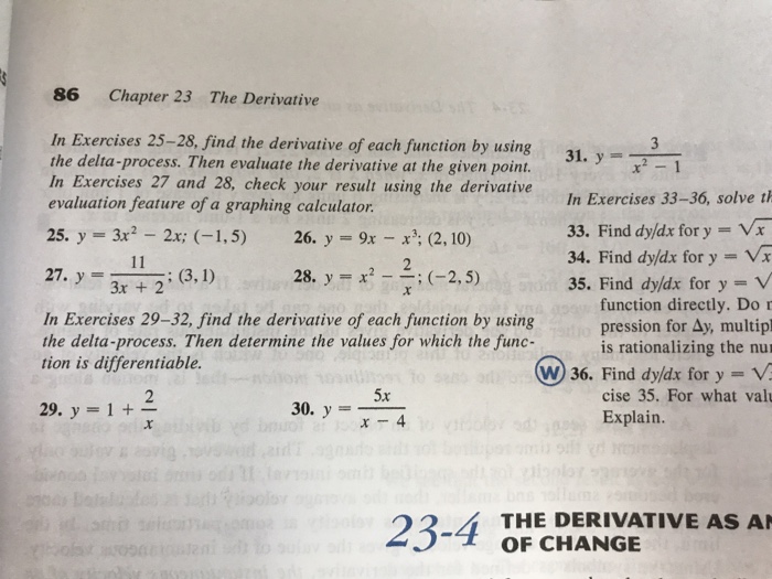 Solved 86 Chapter 23 The Derivative In Exercises 25-28, find | Chegg.com