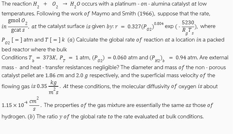 The reaction H2+O2→H2O ﻿occurs with a platinum - on - | Chegg.com