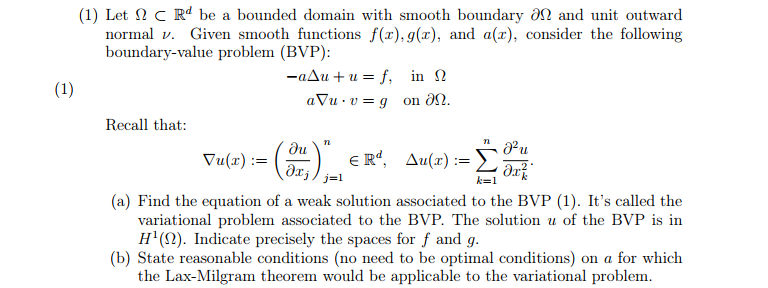 (1) n (1) Let 2 c Rd be a bounded domain with smooth | Chegg.com