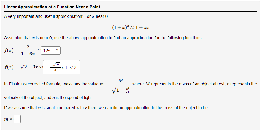 Solved Linear Approximation of a Function Near a Point. A | Chegg.com