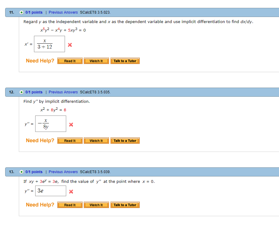 Solved 22. + 0/1 points ! Previous Answers SCalcET8 3.5.51 | Chegg.com