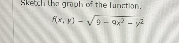 Solved: Sketch The Graph Of The Function. F(x, Y)- V 9 -9x... | Chegg.com