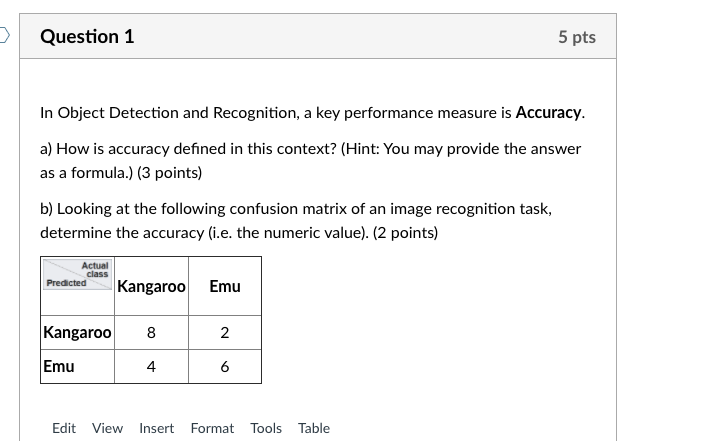 Solved Question 1 5 pts In Object Detection and Recognition, | Chegg.com